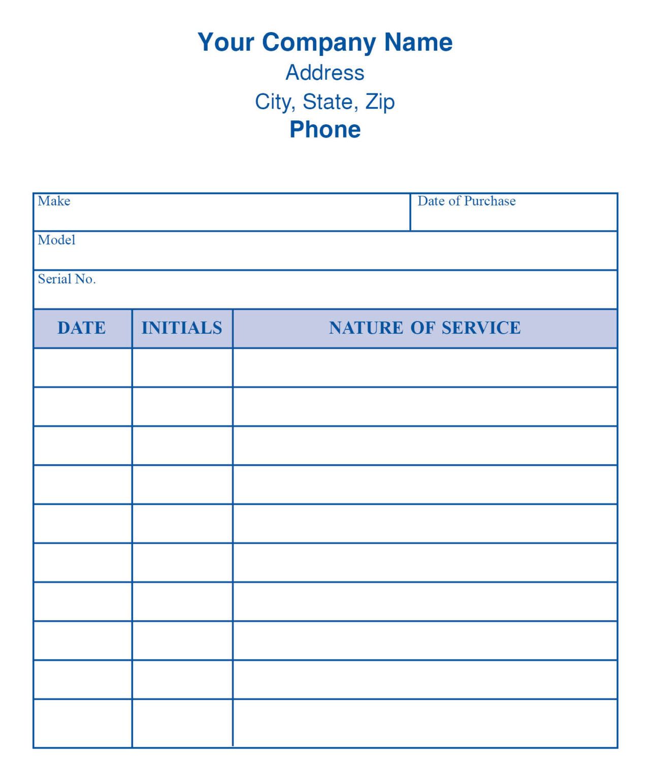 0121 – Service Record Label - Crownmax.com