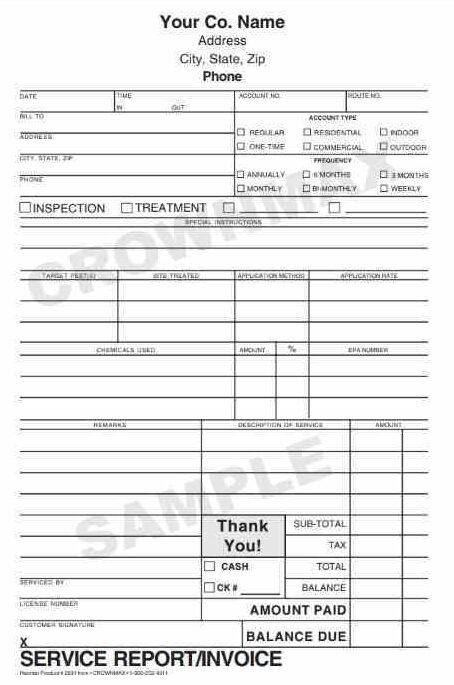 2631 - Pest Control Management Service Report / Invoice - Crownmax.com