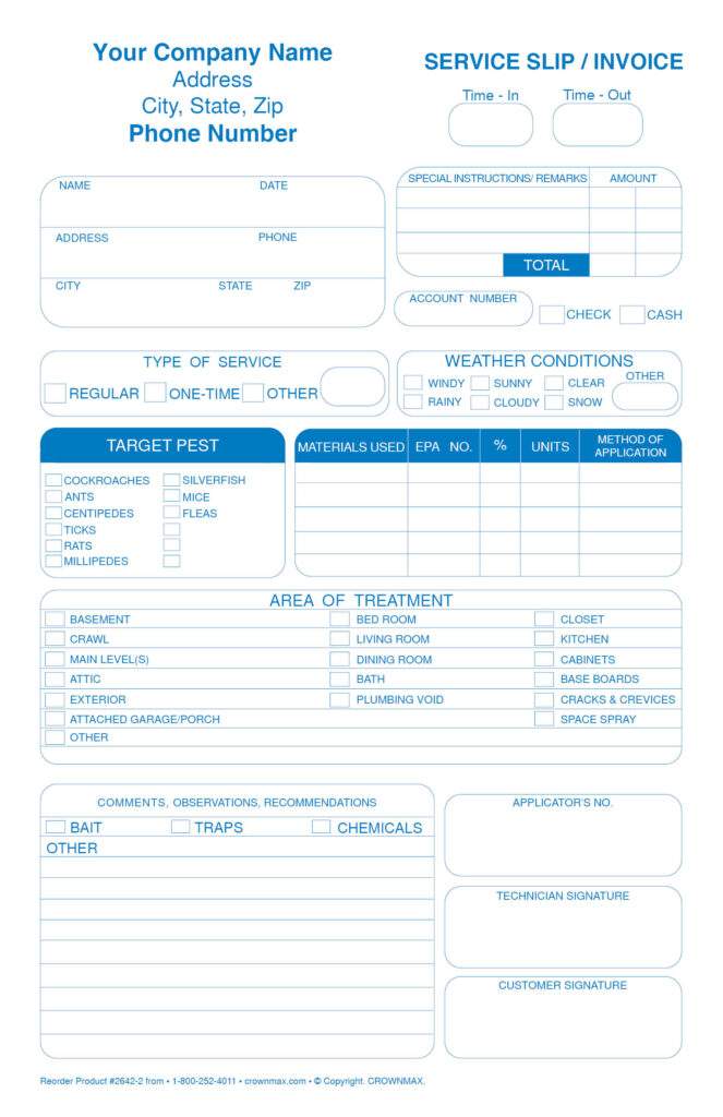 2642 – Service Slip/Invoice - Crownmax.com