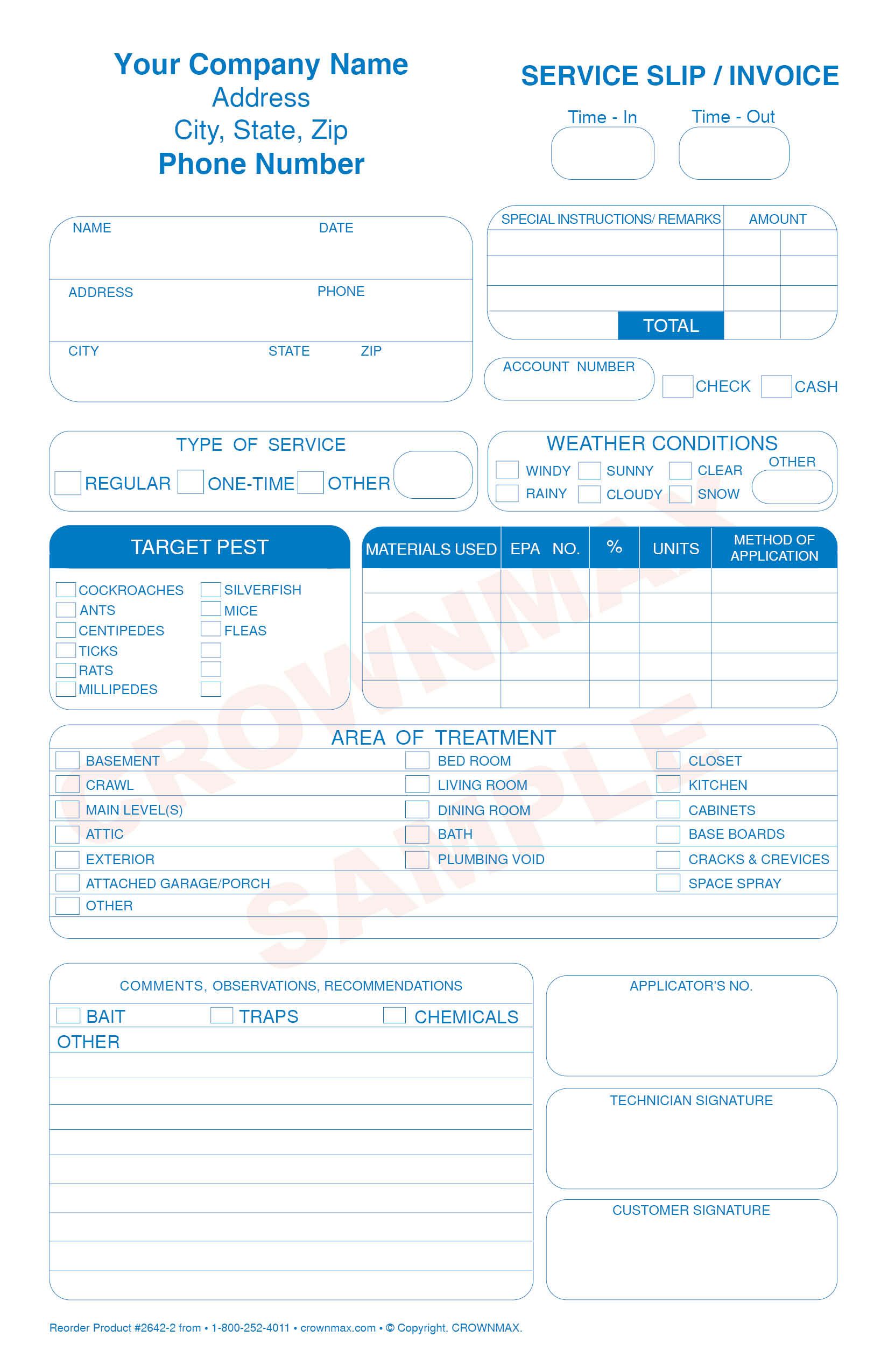 2642 – Service Slip/Invoice - Crownmax.com