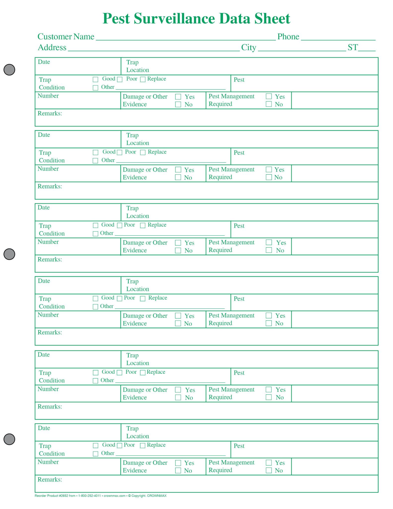 2652 – Pest Surveillance Data Sheet - Crownmax.com