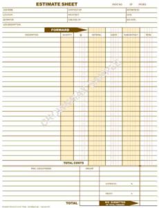 2782 – Estimate Sheets - Crownmax.com