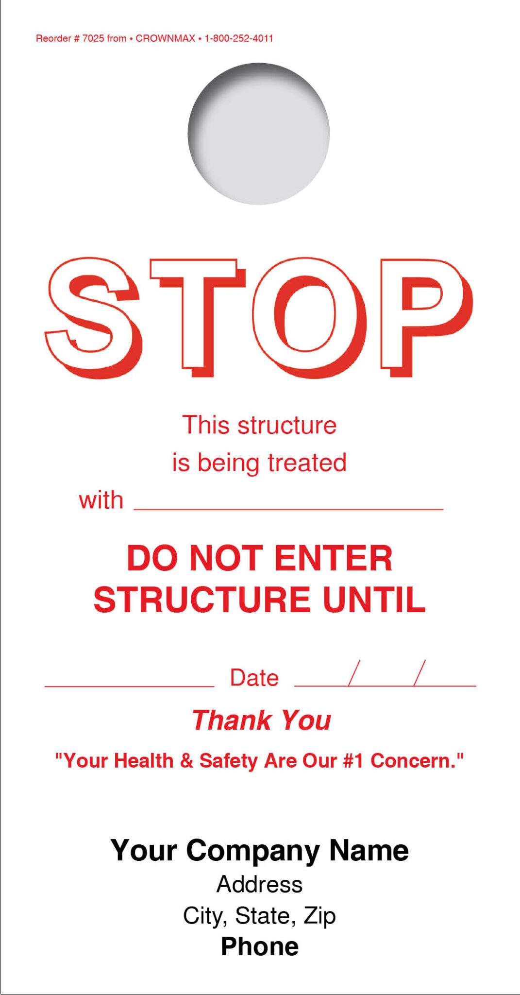 7025 – STOP Treatment Door Hanger - Crownmax.com