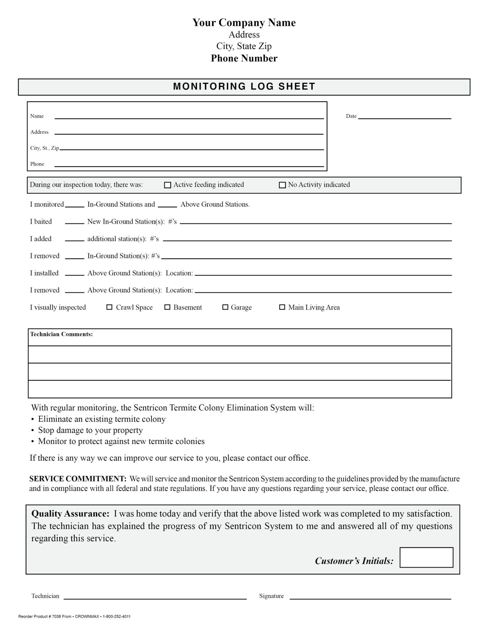 7038 - Monitoring Log Sheet - Crownmax.com