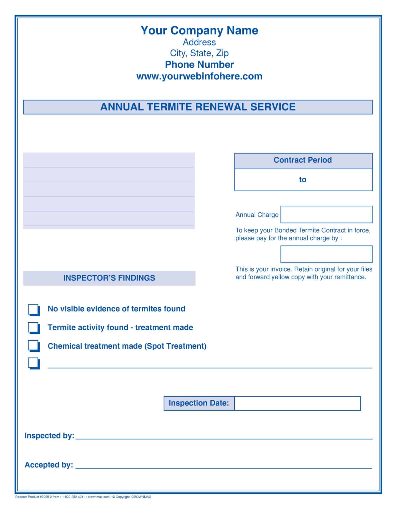 7095 - Annual Termite Renewal Service - Crownmax.com