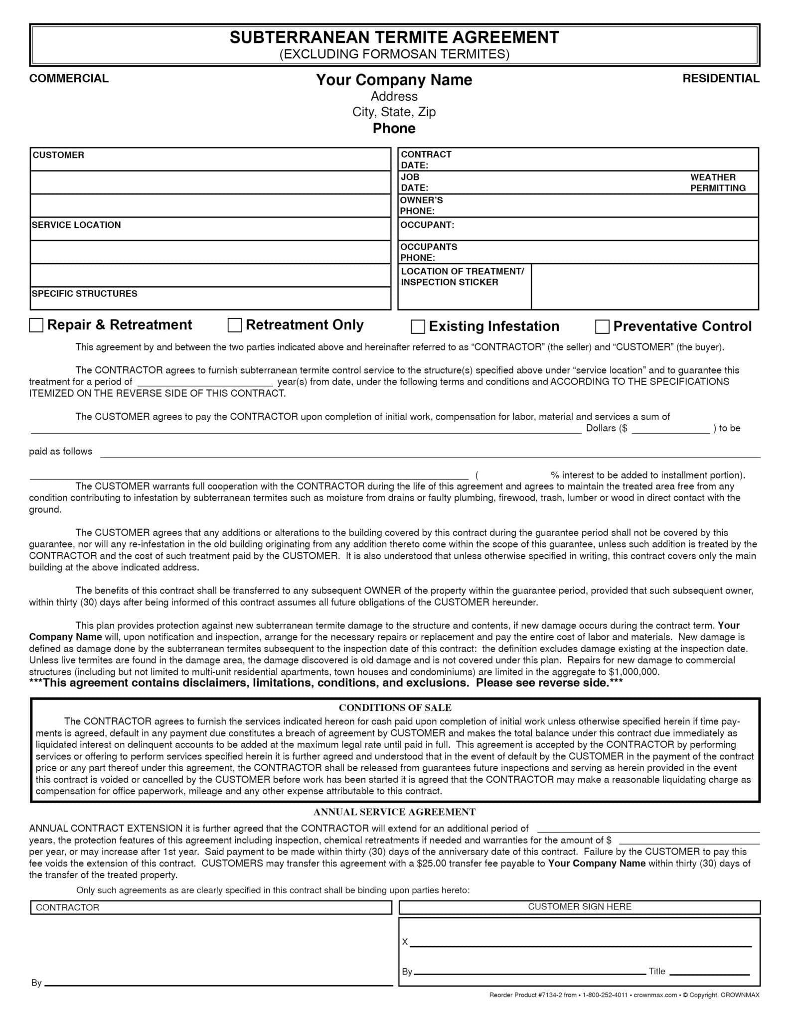 7134 - Subterranean Termite Agreement - Crownmax.com