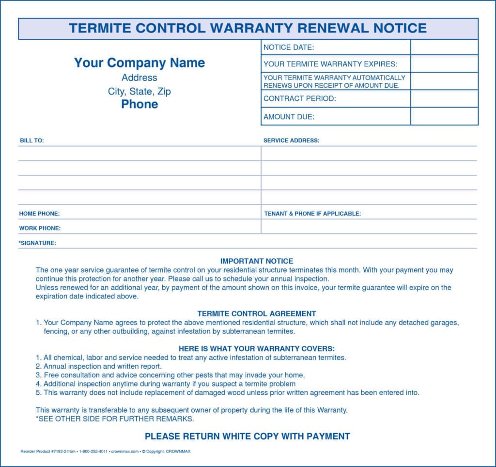 7192 - Termite Control Warranty Renewal - Crownmax.com